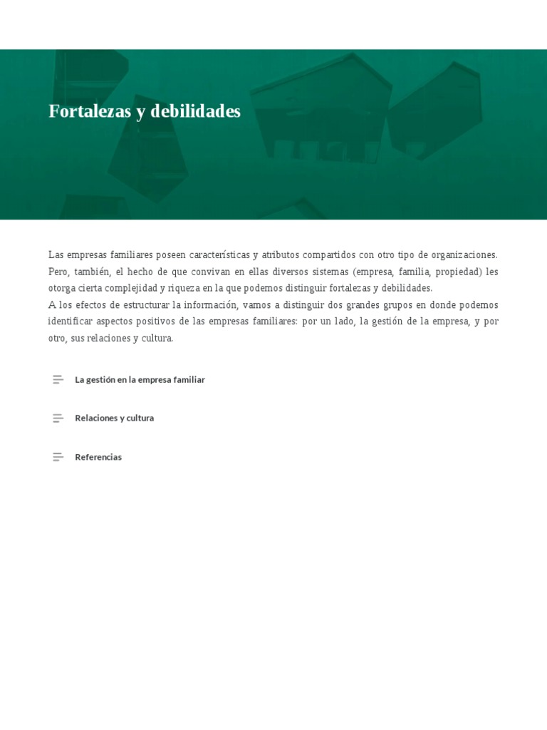 Fortalezas y debilidades en empresas familiares | PDF | Business | Toma ...