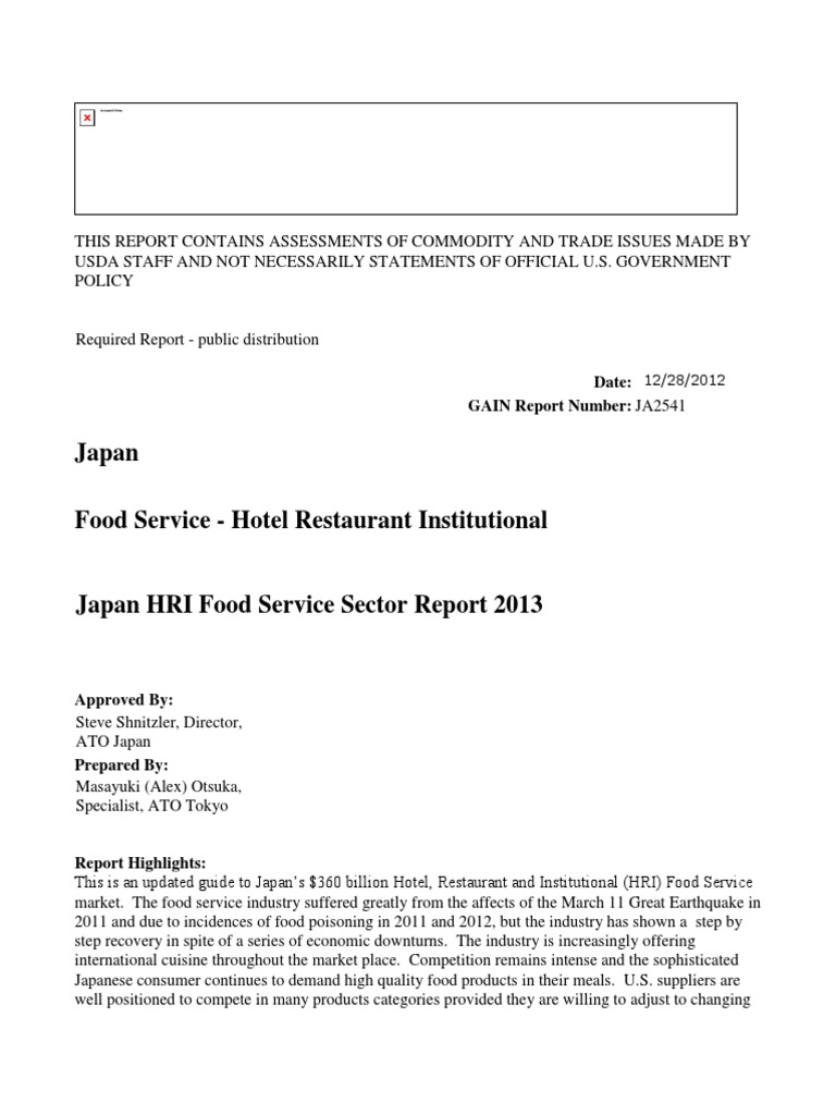 Japan Food Service - Hotel Restaurant Institutional Japan HRI Food ...