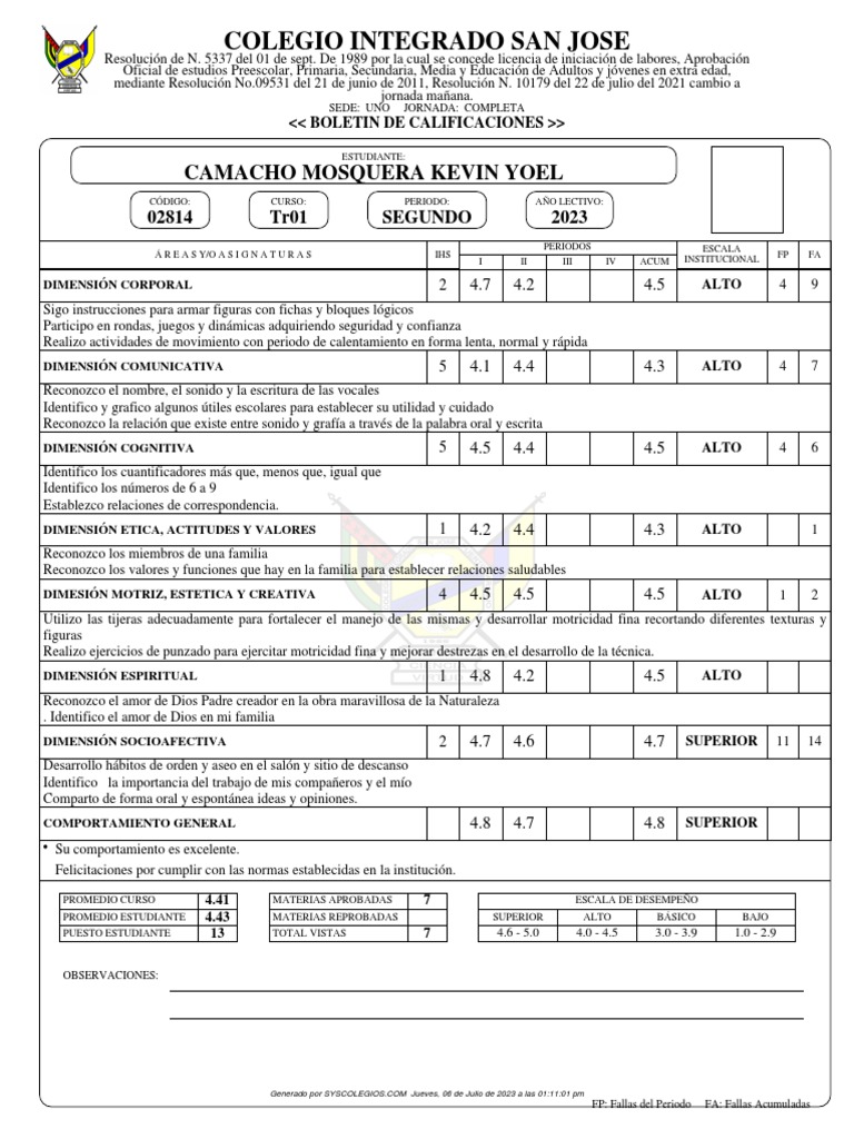 Colegio Integrado San Jose: Camacho Mosquera Kevin Yoel | PDF ...