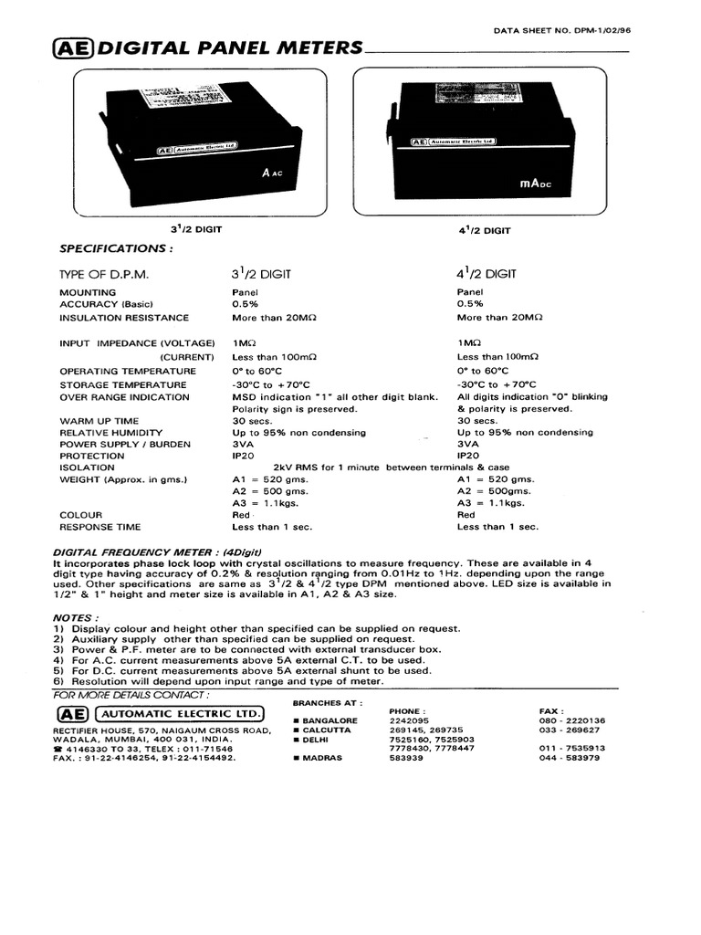 AE Digital Meters | PDF