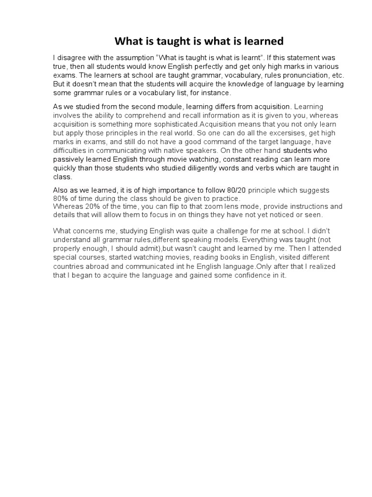 What is taught is what is learned | PDF