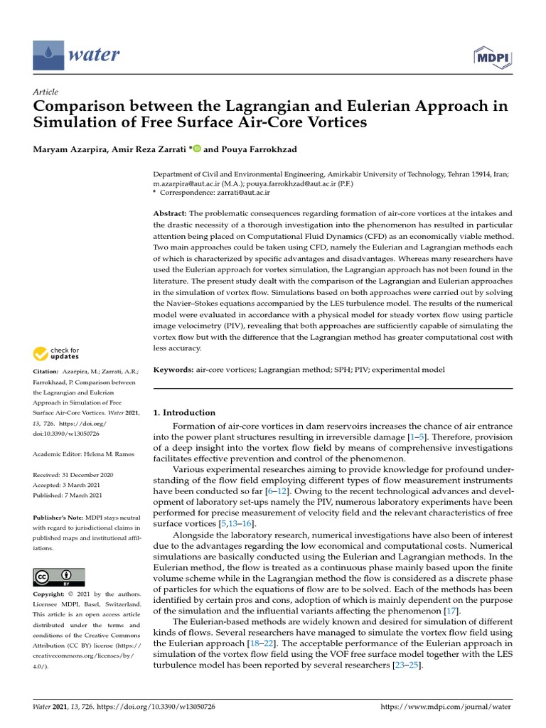 Comparison Between The Lagrangian And Eulerian Approach In Simulation