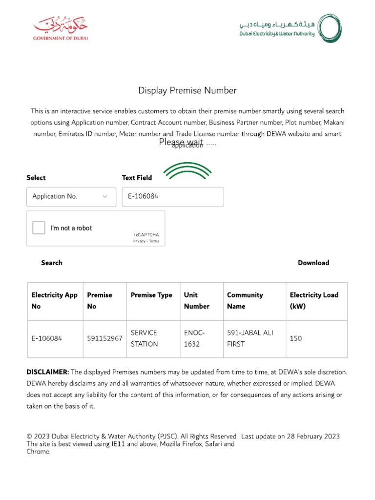 (DEWA) - Display Premise Number | PDF