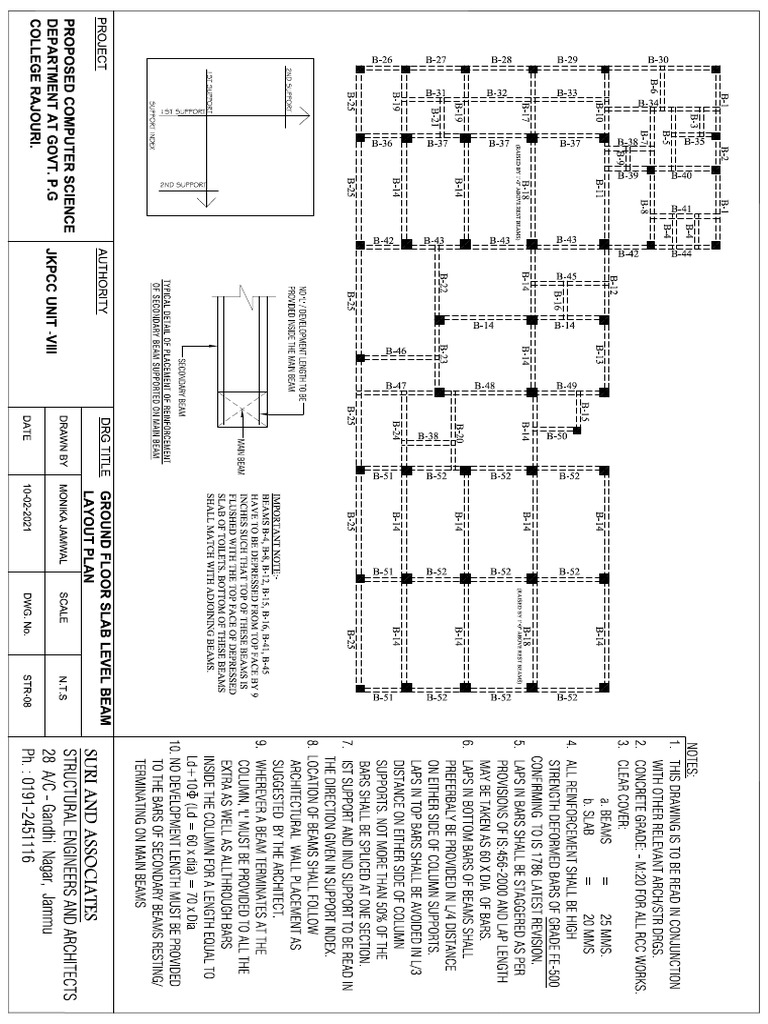 STR Drgs G.F. Slab & Beams Govt. P.G College Rajouri | PDF