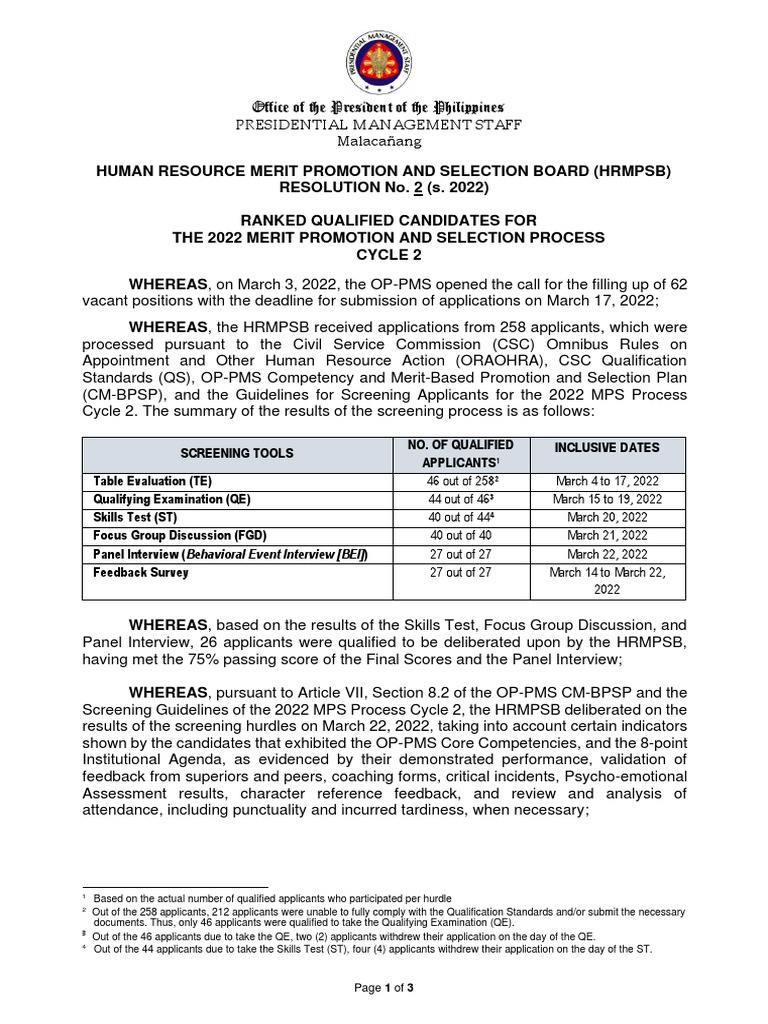 s2022 HRMPSB Resolution No 2 | PDF