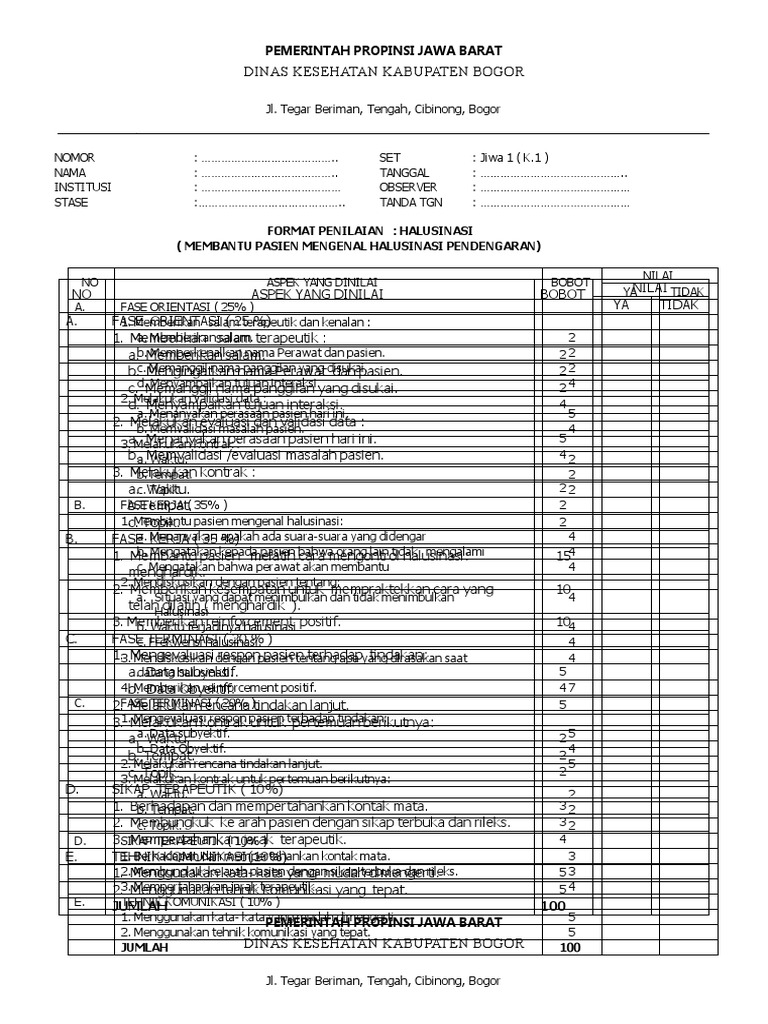 Form Penilaian Keswa | PDF