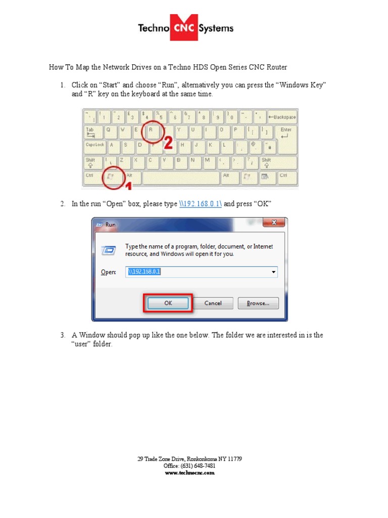 How To Map The Network Drives On A Techno HDS Open Series CNC Router | PDF