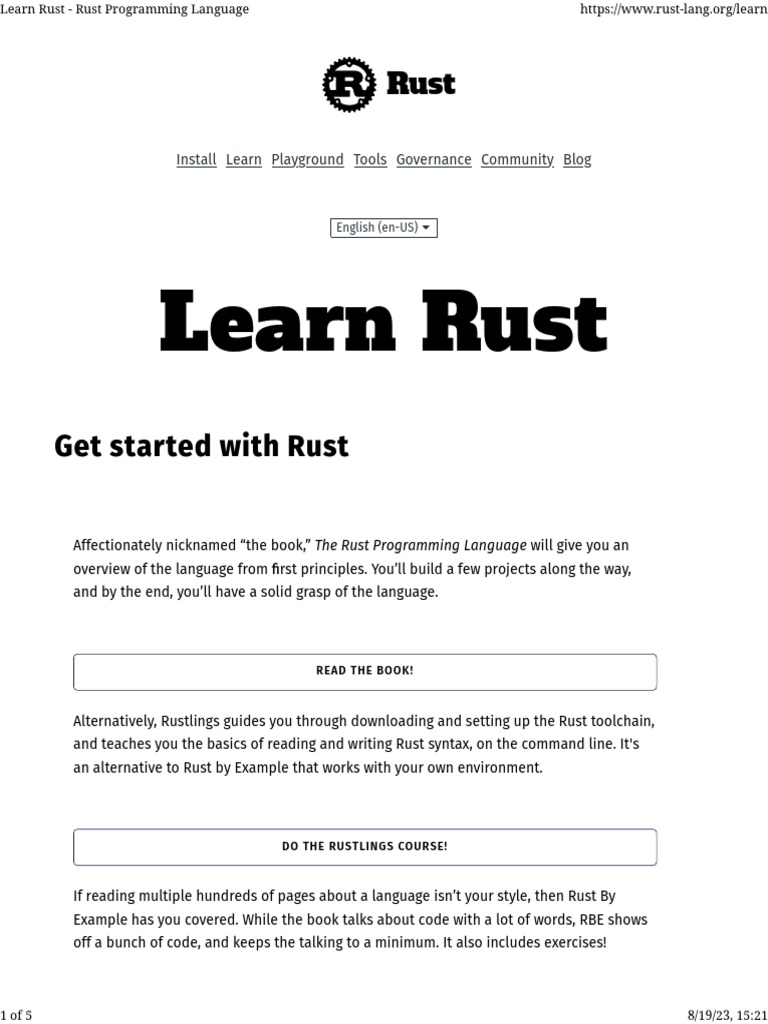 Learn Rust - Rust Programming Language | PDF Learn Rust - Rust Programming Language | PDF