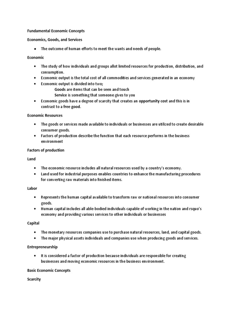 Fundamental Economic Concepts | PDF | Goods | Economics