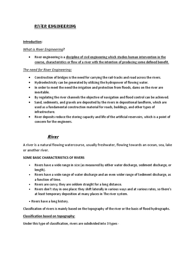 River Engineering Notes | PDF | River | Environmental Engineering