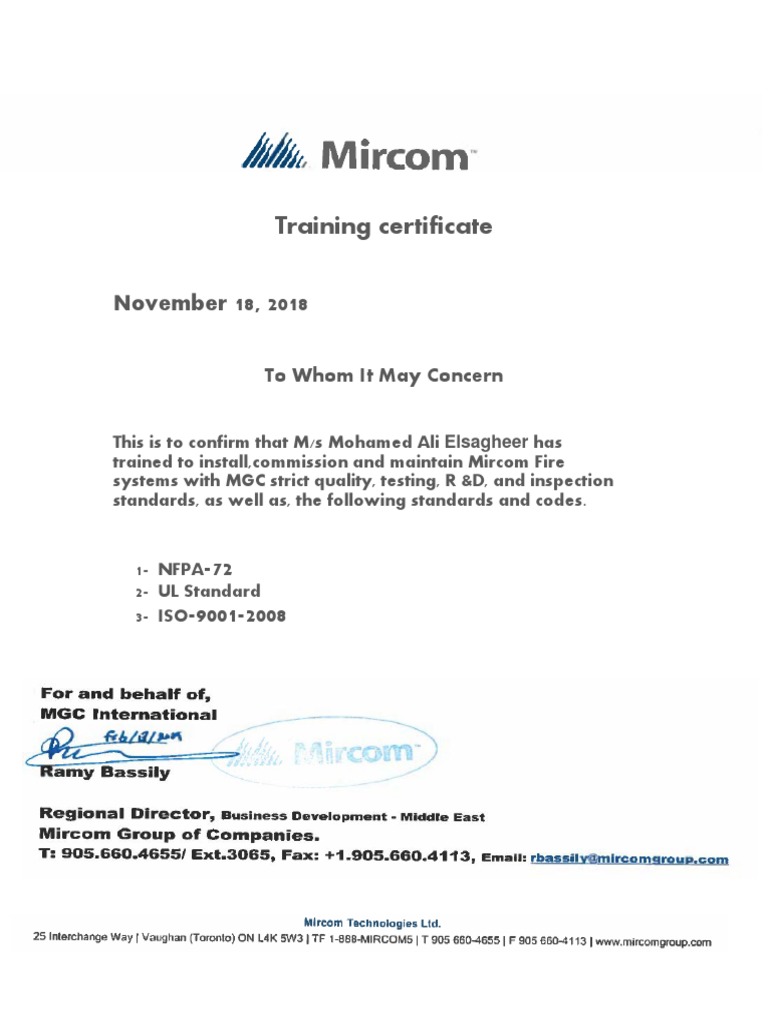 Mircom Certificate | PDF