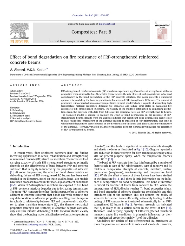 Effect Of Bond Degradation On Fire Resistance Of Frp Strengthened Reinforced Concrete Beams