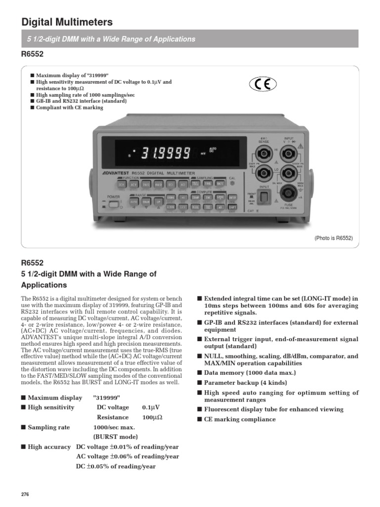 Advantest R6552 Specifications 7A5FA | PDF