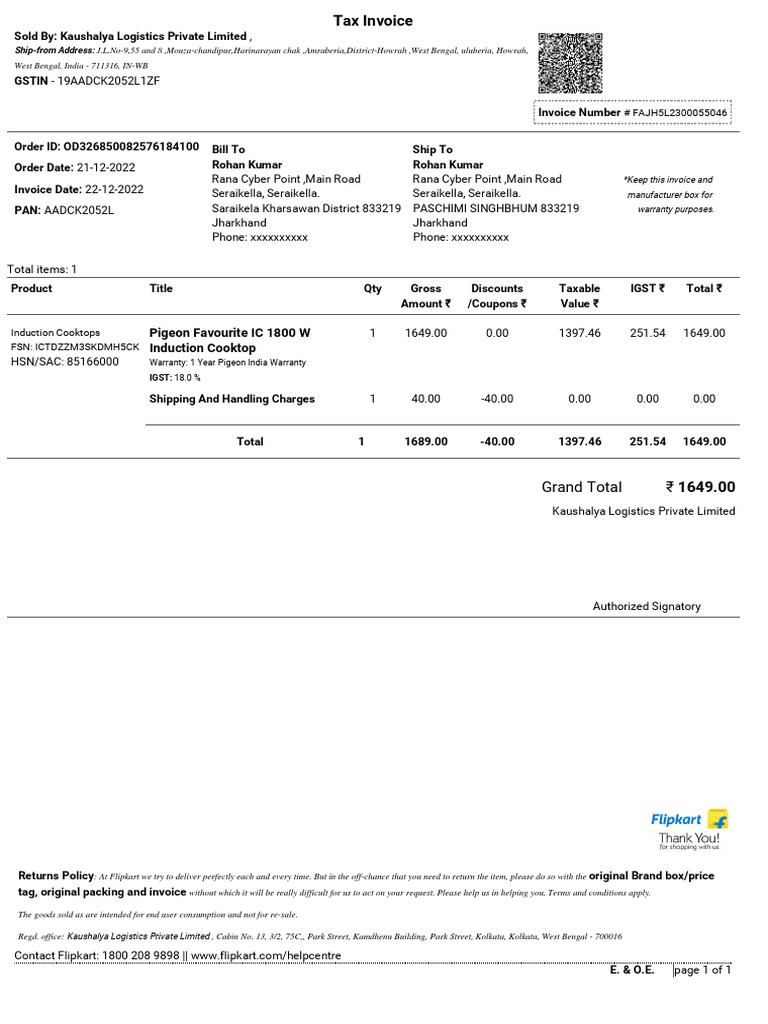FLIPKART Invoice Download Free PDF Government Finances Payments