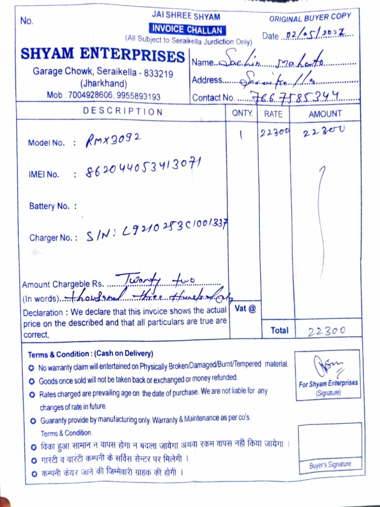 Invoice for Electronics Purchase | PDF
