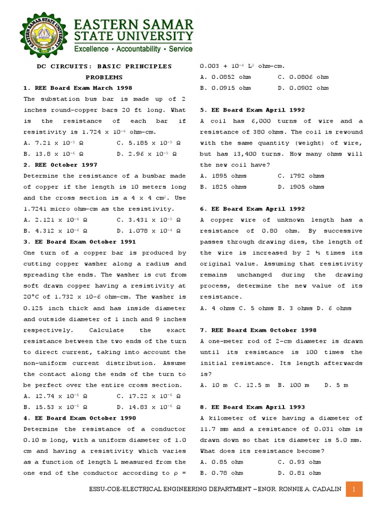 DC Circuits Basic Principles | PDF