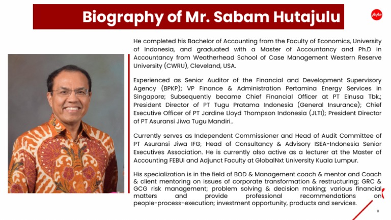 Biography Mr. Sabam Hutajulu | PDF