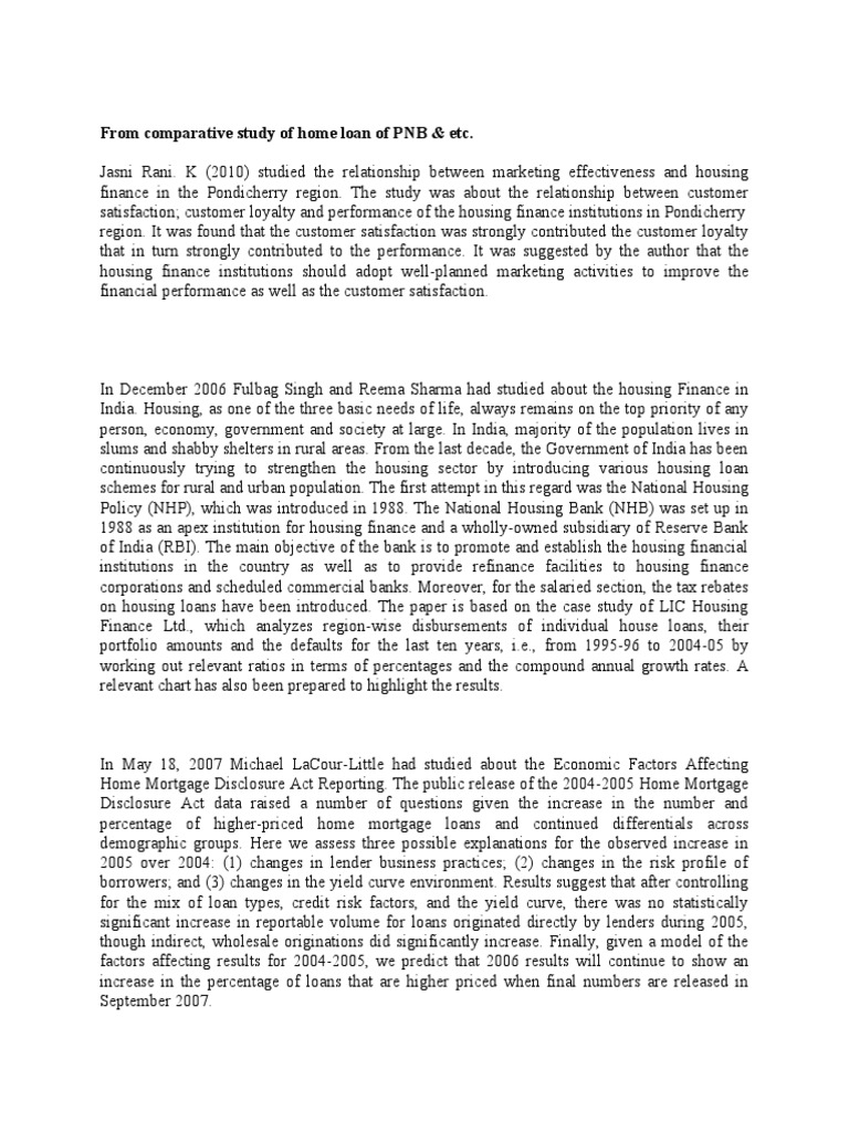 RG JADEJA Literature Review | PDF | Mortgage Loan | Loans