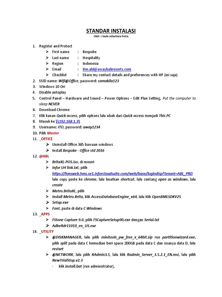 Standar Instalasi | PDF | Game & Aktivitas