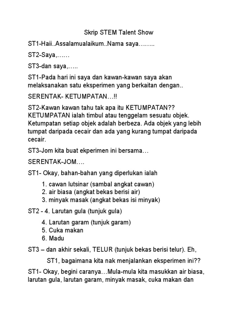 Stem Talent Show | PDF