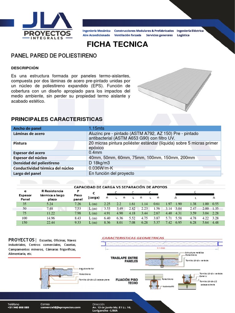 Ficha Tecnica - Panel Polistireno | PDF | Transferencia de calor | Materiales