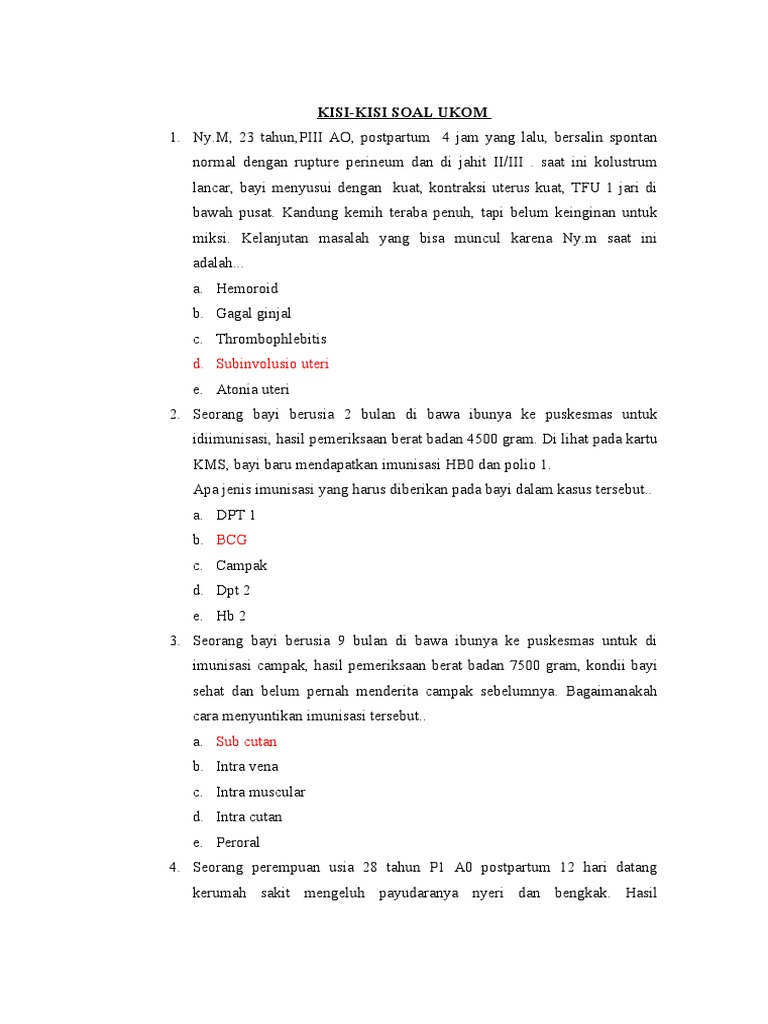 KISI2 Soal Ukom | PDF