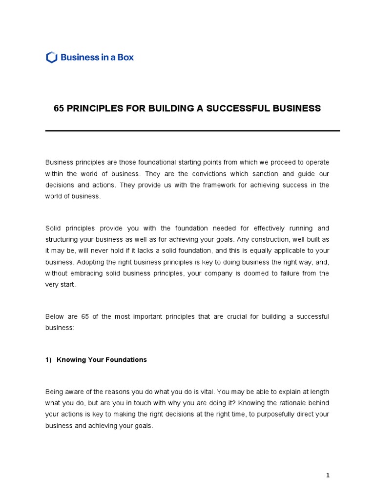 Business Success Principles | PDF | Brand | Goal