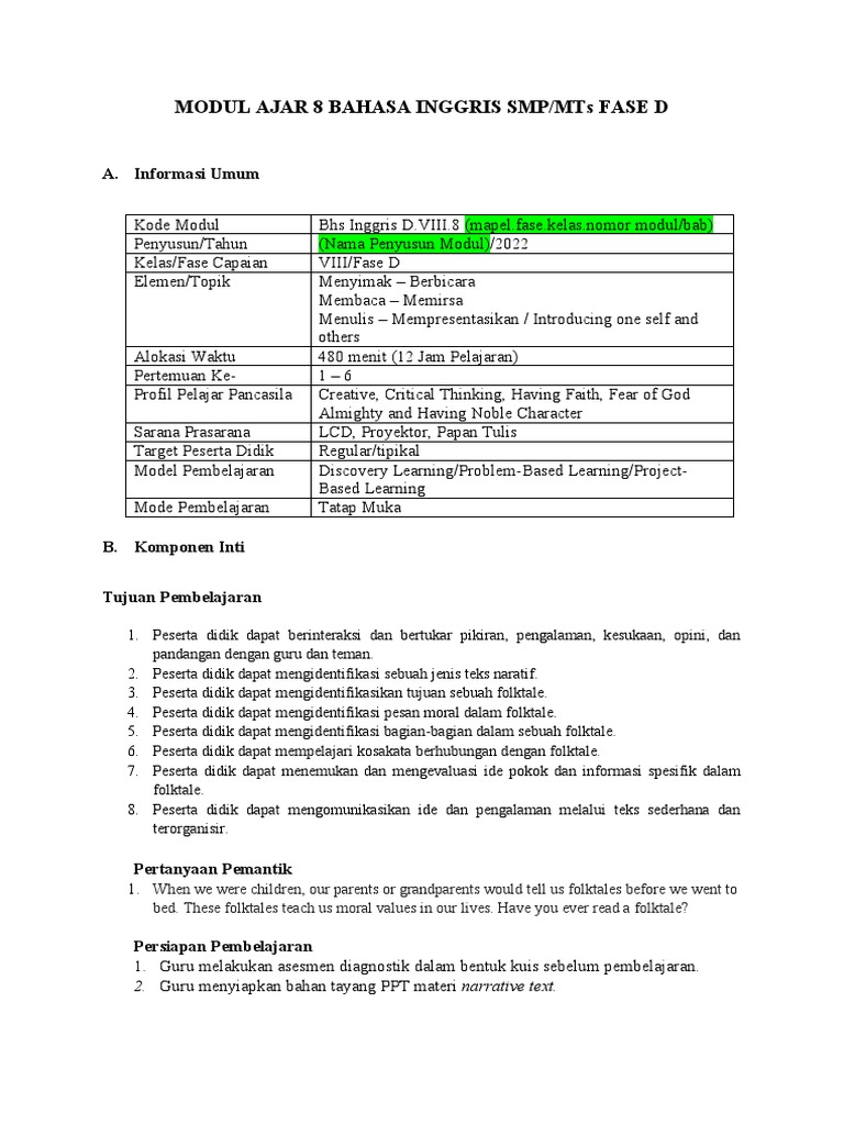 BAB 8_MODUL AJAR BRIGHT SMP GRADE VIII | PDF