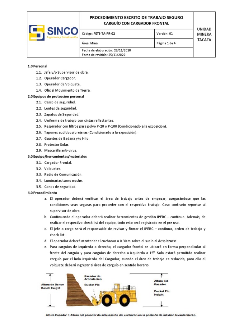 PETS-TA-PR-02 Carguío Con Cargador Frontal | PDF