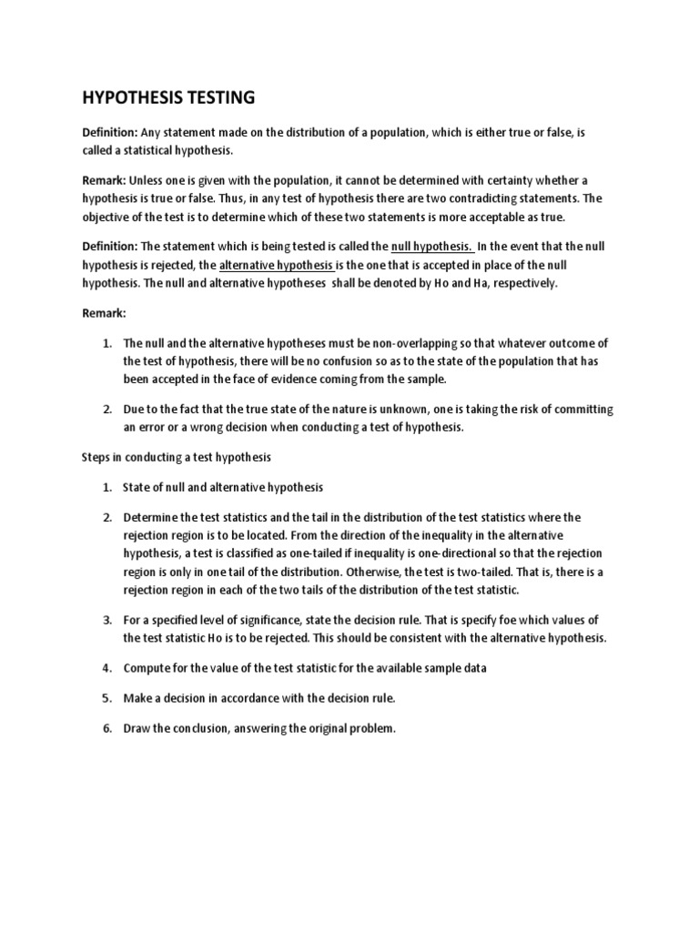 Hypothesis Testing | PDF | Statistical Hypothesis Testing | Hypothesis