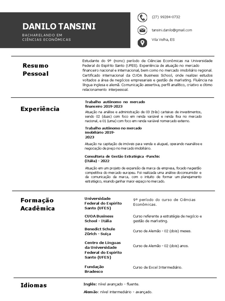 Curriculo Danilo | PDF | Marketing | Mercado (economia)