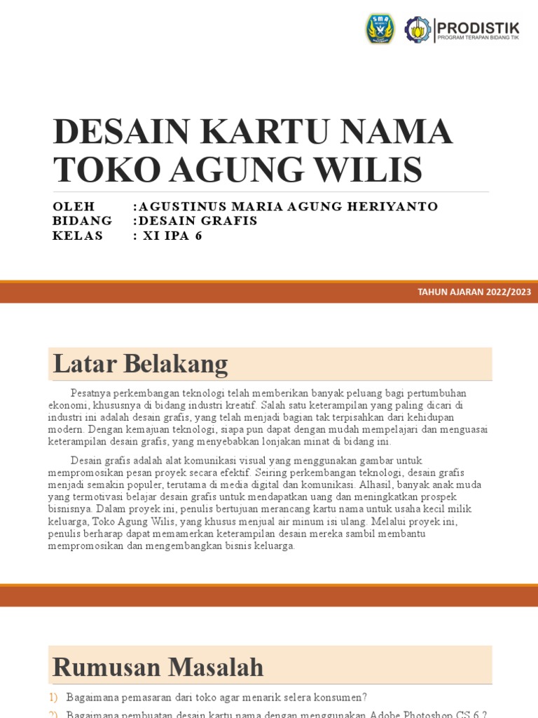 Desain Kartu Nama Toko Agung Wilis | PDF