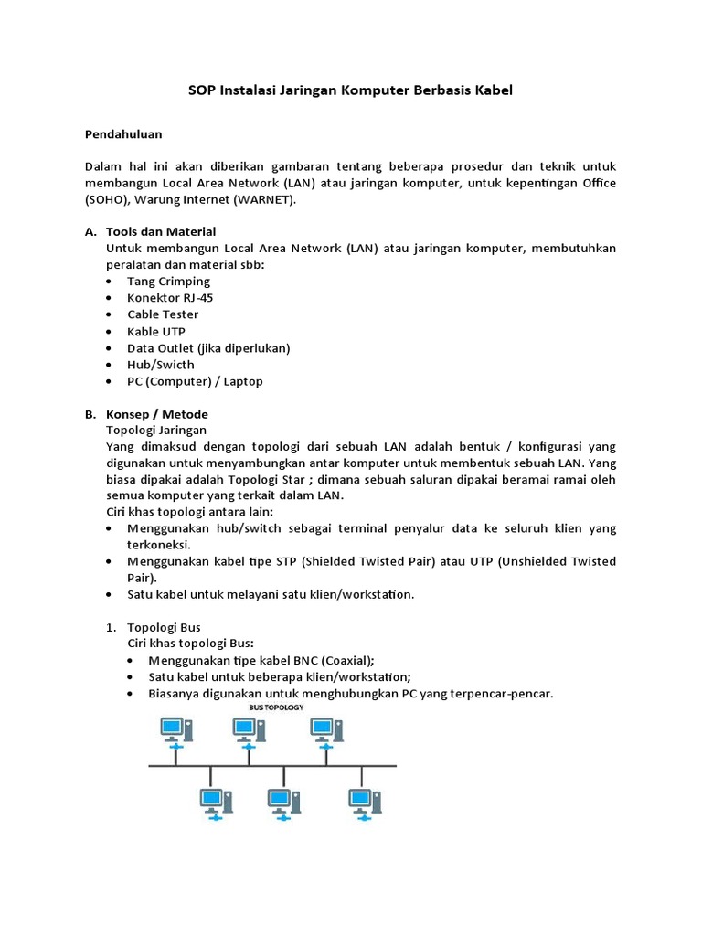SOP Instalasi Jaringan Komputer Berbasis Kabel | PDF