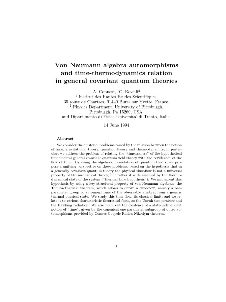 Von Neumann Algebra Automorphisms And Time Thermodynamics Relation In