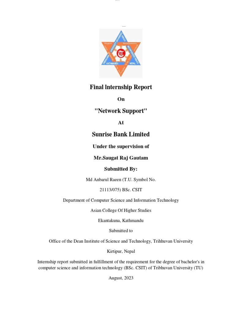 Intern Report On Networking | PDF