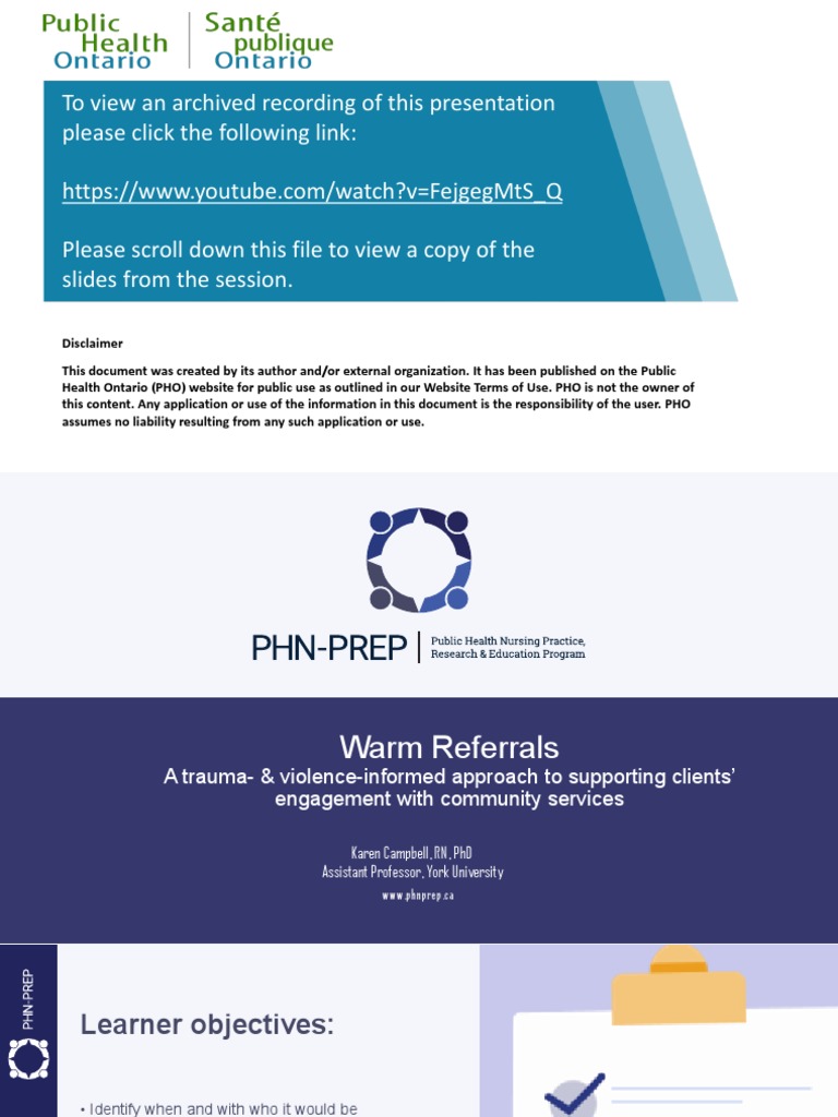 Warm Referrals Trauma Violence Approach Community Services | PDF | Self ...