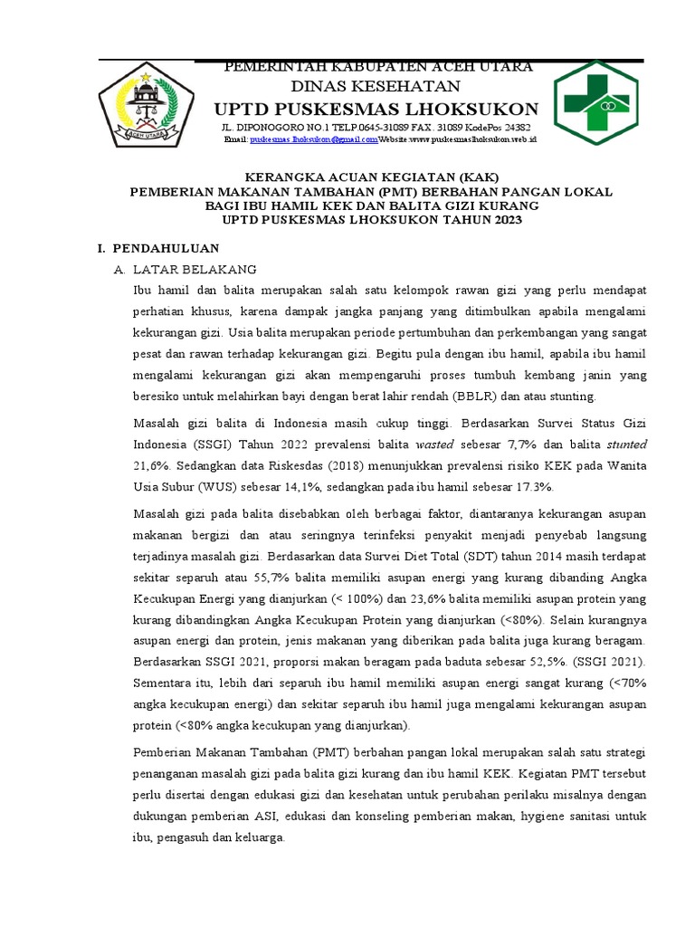 Draft Kak PMT | PDF | Kesehatan Holistik | Sains & Matematika