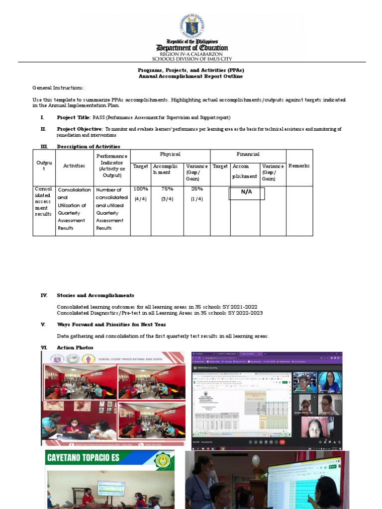 PASS PPAs Annual Accomplishment Report | PDF