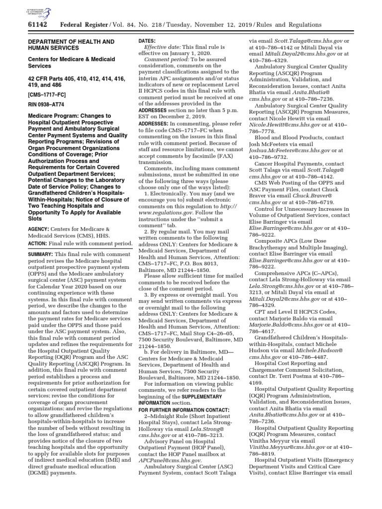 Federal Register / Vol. 84, No. 218 / Tuesday, November 12, 2019 ... Federal Register / Vol. 84, No. 218 / Tuesday, November 12, 2019 ...