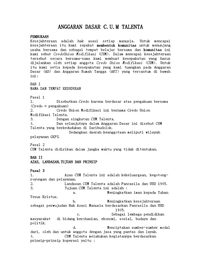 Anggaran Dasar C | PDF