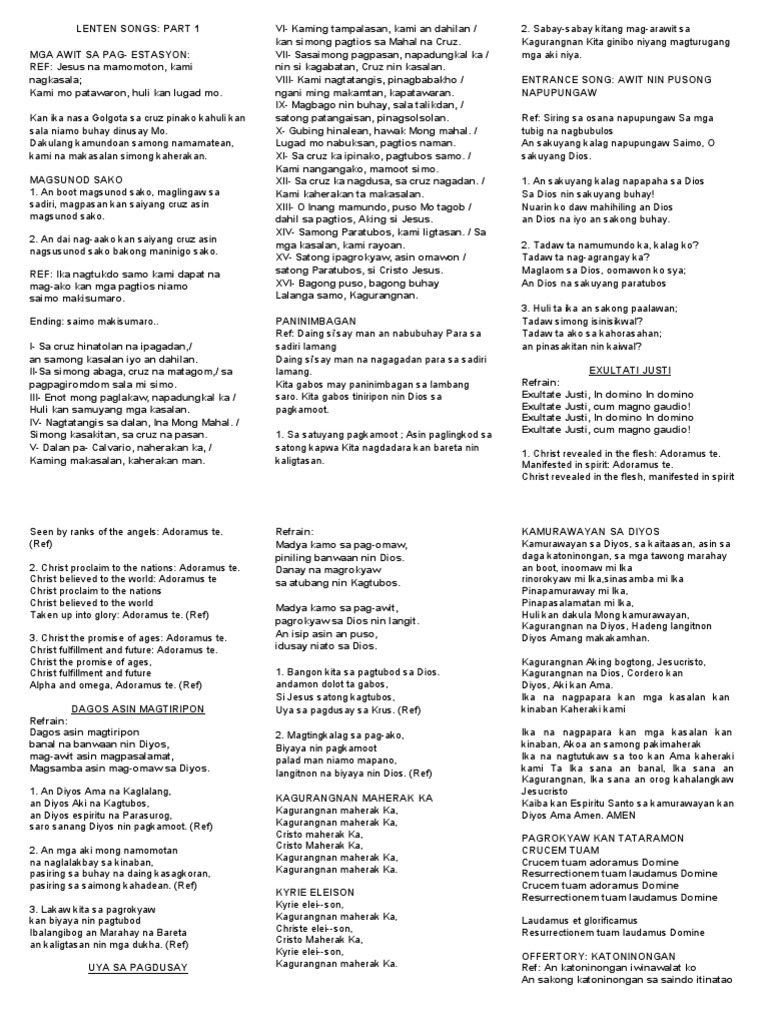 Lenten Sunday Songs - Bicol Part 1 | PDF