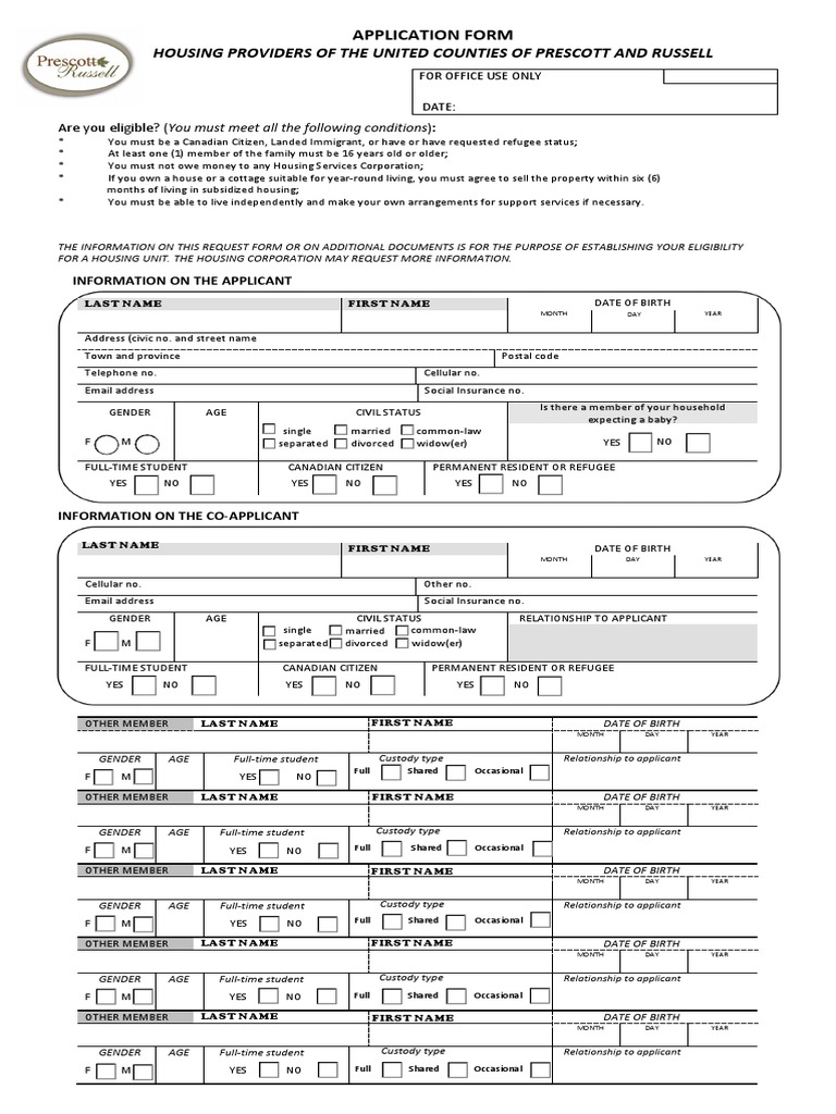Application Form Social Housing Accessible Form | PDF