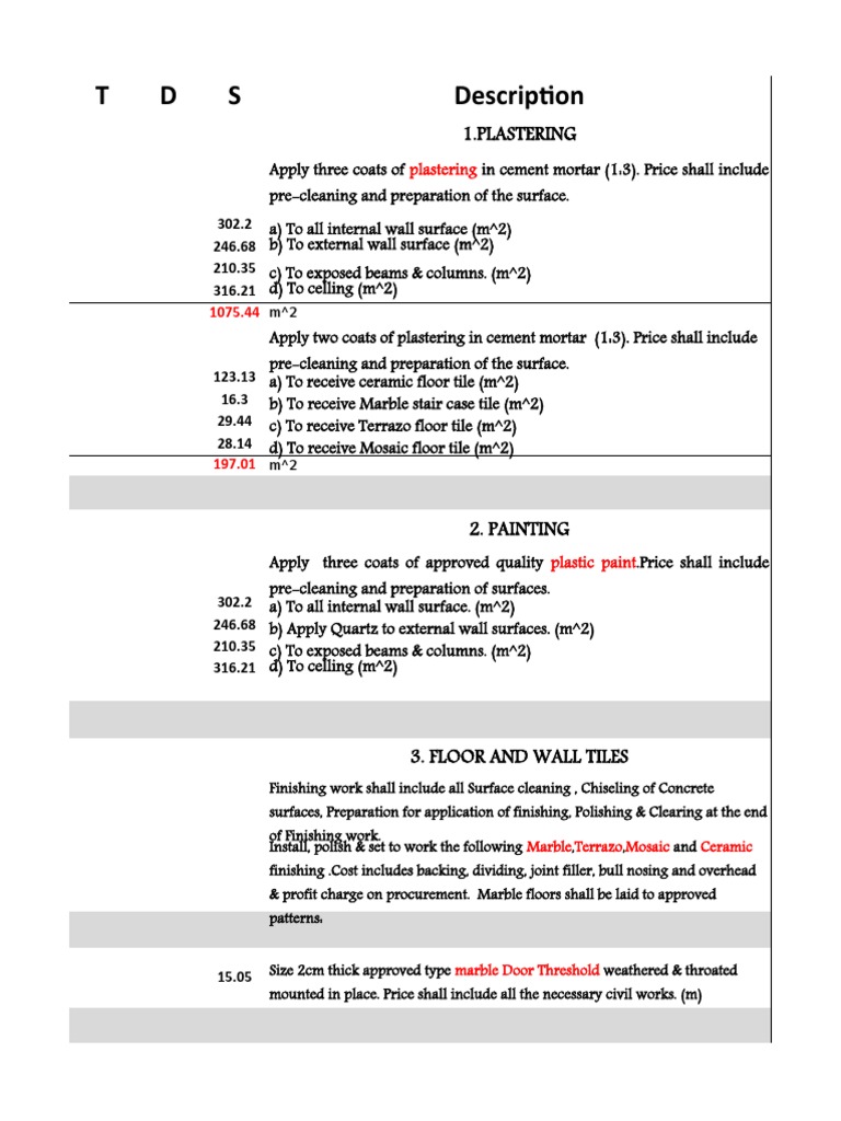 Takeoff Sheet Part 6 Super Structure | PDF | Tile | Wall