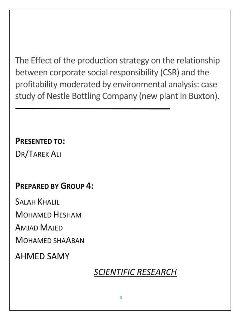 Group 4 Research Nestle Case Study | PDF | Corporate Social Responsibility | Strategic Management