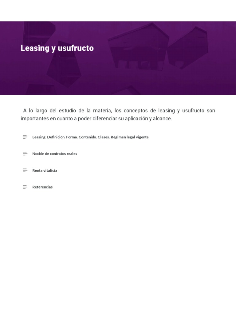 Contrato de Leasing y Usufructo Legal | PDF | Propiedad | Pagos