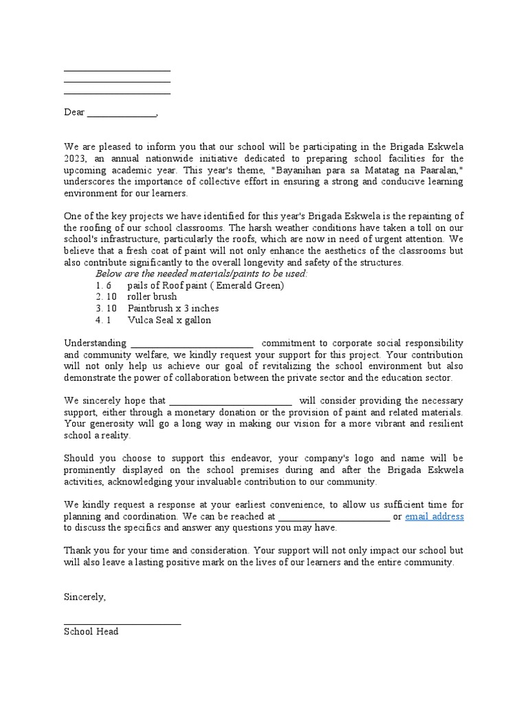 Solicitation Letter - Roof Repainting | PDF