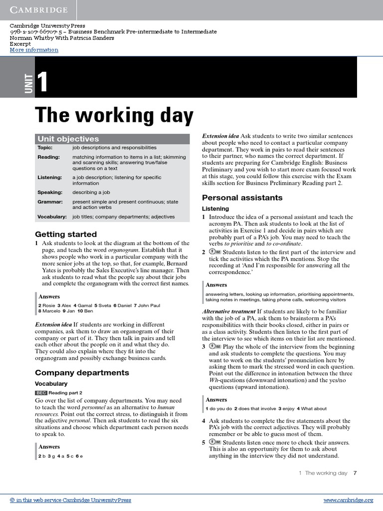 Business Benchmark2 Pre Intermediate Teachers Resource Book Bulats and Business Preliminary ...