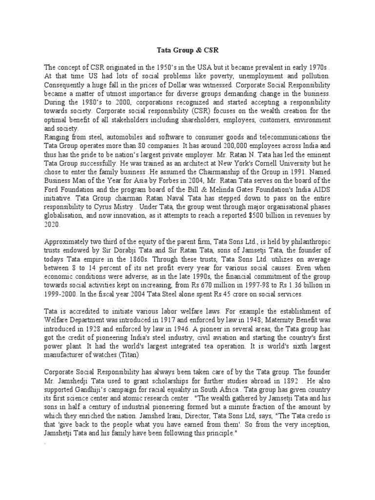 CSR Case Study | Download Free PDF | Corporate Social Responsibility ...