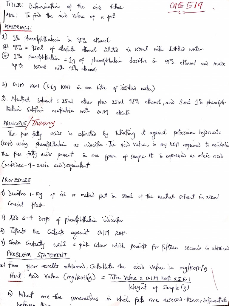 Determination of Acid Value | PDF