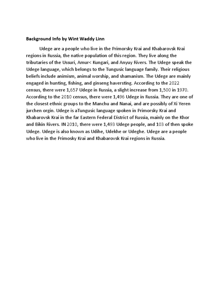 CAE Group Project, Udege Language | PDF